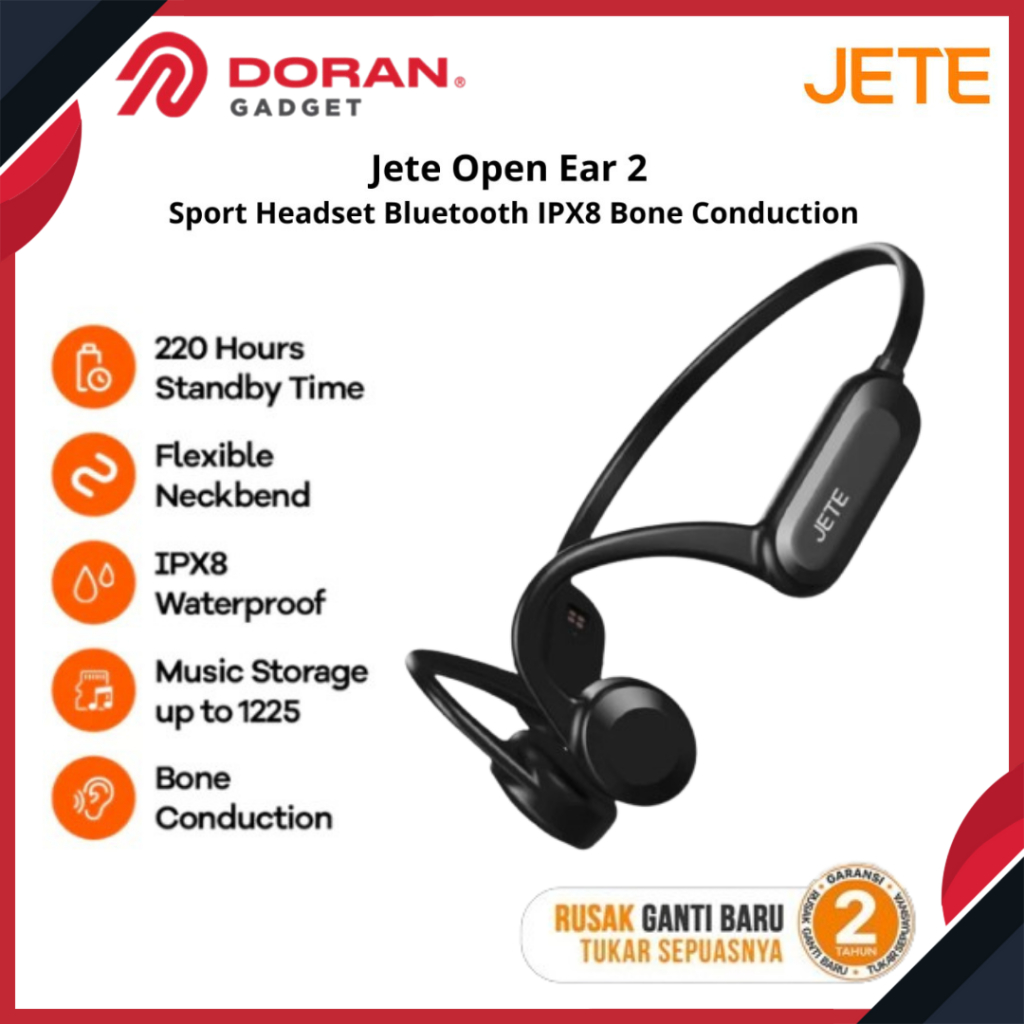 Jual Headset Bluetooth JETE Open Ear 2 For Running Open Ear Bone ...