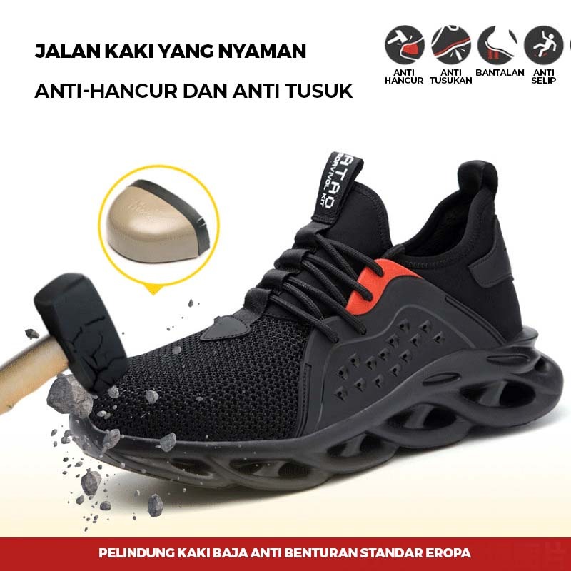 Jual STOK TERBATAS ! Safety Shoes Pria Sporty Ujung Besi Baja Anti Slip ...