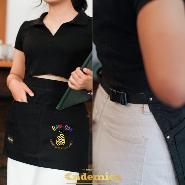 Jual half apron full cotton & synthetic leather strep for server/waiter ...