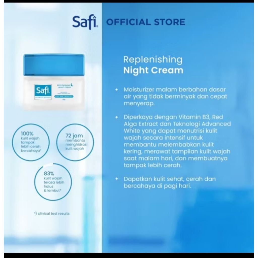 Jual [Cream Wajah] Safi Ultimate Bright Replenishing Night Cream | 45g ...