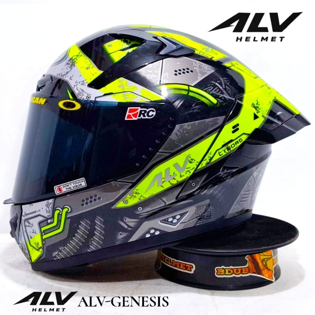 Jual Helm ALV Genesis cybrog yellow paket ganteng spoiler 3D | Shopee ...