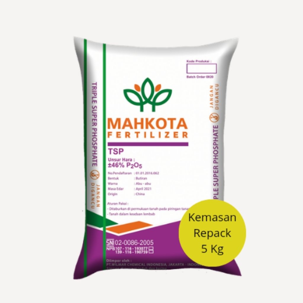 Jual PUPUK TSP 46% MAHKOTA KEMASAN REPACK 5 KG ORIGINAL MAHKOTA WILMAR ...