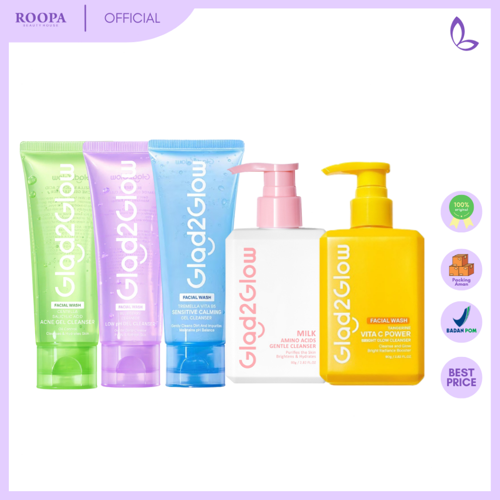 Jual G2G GLAD2GLOW Face Cleanser Series | Milk Amino Acids Gentle ...