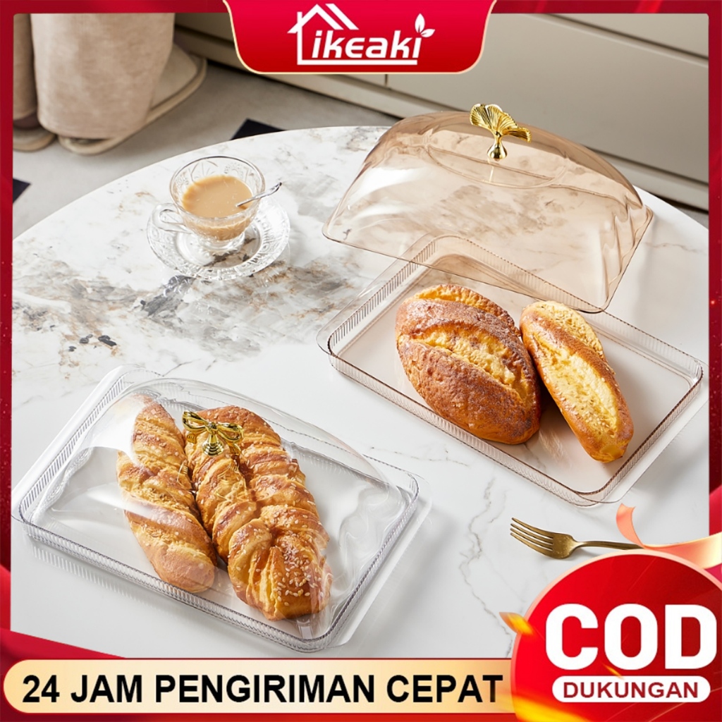 Jual IKEAKI Tempat roti Set Nampan dan Tutup Roti Emas Mewah Aesthetic ...