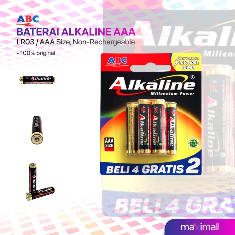 Jual Baterai ABC Alkaline AAA (A3) 1,5V untuk Remote AC, TV, Senter ...
