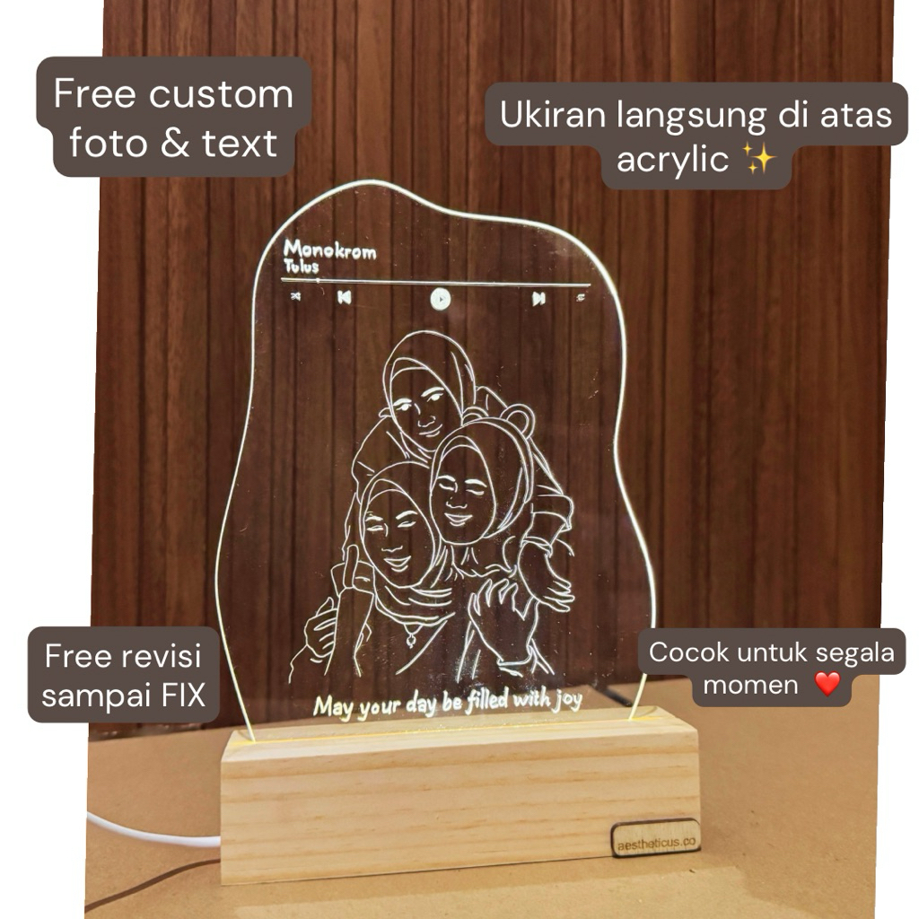 Jual Custom Acrylic led/ lampu tidur / led akrilik/ kado wisuda ...