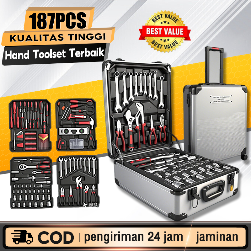 Jual Reaim Tool Kit 187 PCS Set Alat Perkakas Bengkel Dan Rumah Koper ...