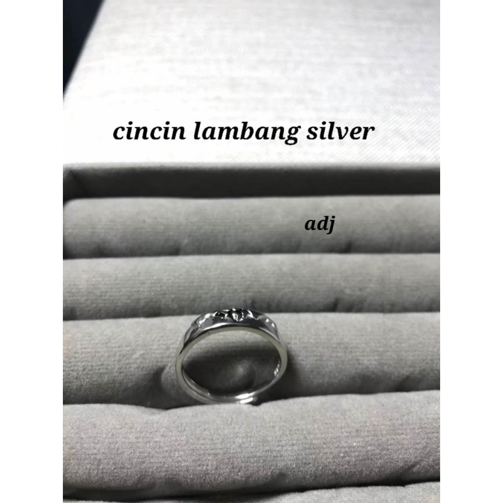 Jual cincin motif lambang grafir simple elegan warna silver adjustable ...