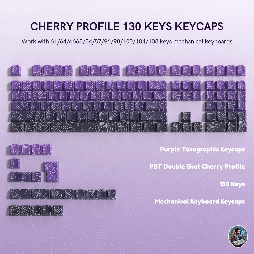 Jual Keycaps Topographic Contour Line - PBT Double Shot Cherry Profile ...