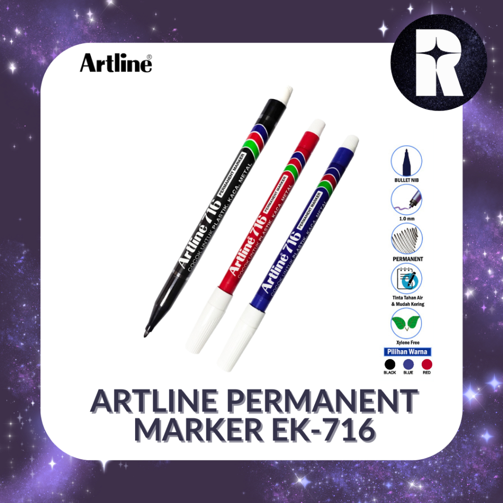 Jual ARTLINE PERMANENT SPIDOL PERMANEN KECIL MARKER EK-716 MERAH / BIRU ...