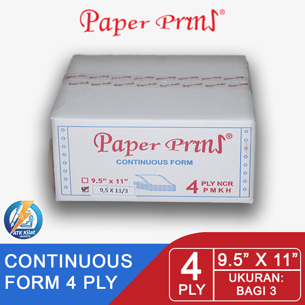 Jual KERTAS CONTINUOUS FORM 4 PLY PAPER PRINT 9.5 X 11 BAGI 3 PRS ...