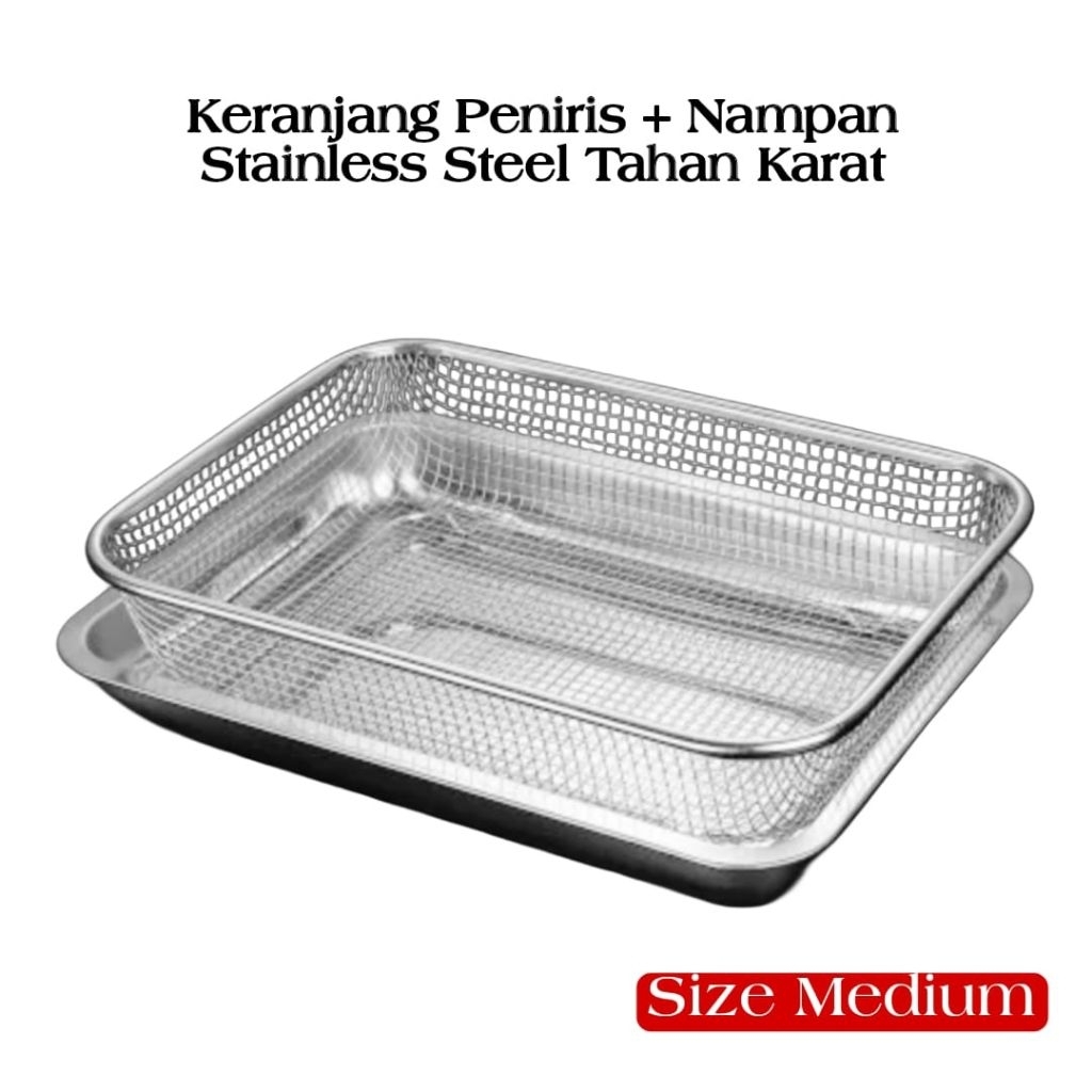 Jual 1 Set Alat Peniris Gorengan Bebas Minyak + Nampan Stainless Anti ...