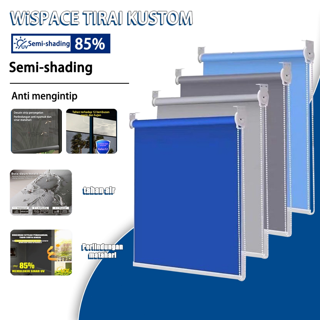 Jual Custom Ukuran Tirai Gulung Roller Blind Blackout 100% Gorden ...