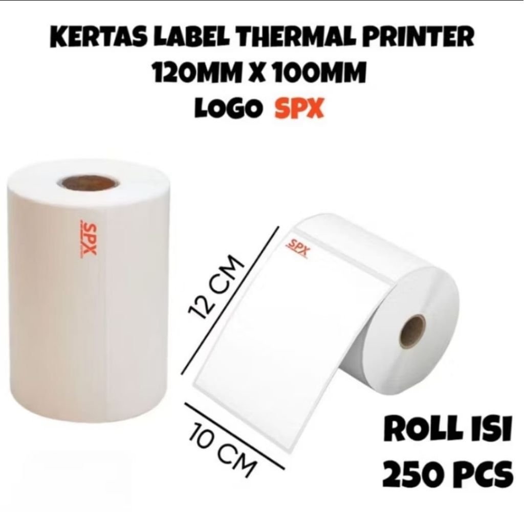 Jual KERTAS LABEL STICKER THERMAL LOGO SPX 100 x 120 mm 250 lembar ...