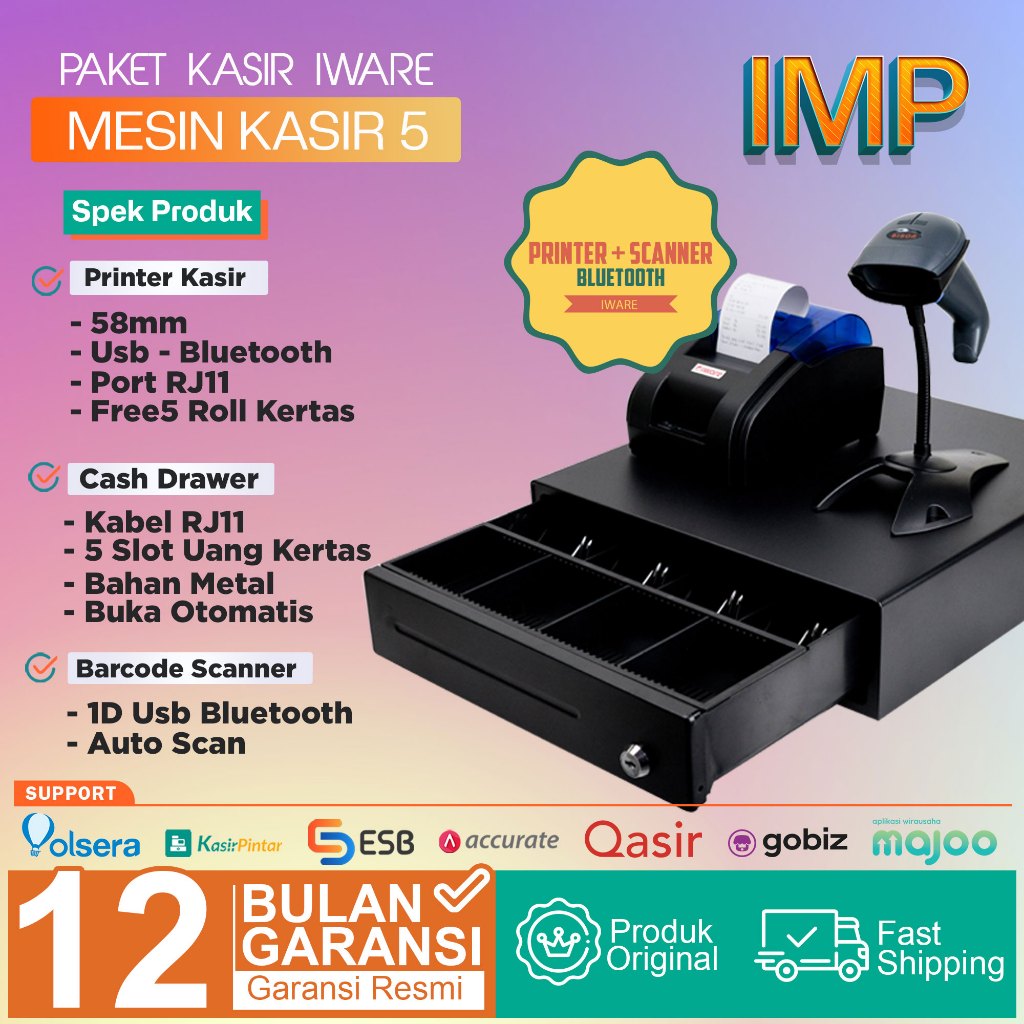 Jual Paket Alat Mesin Kasir Android Cash Drawer 4 Slot - Printer ...