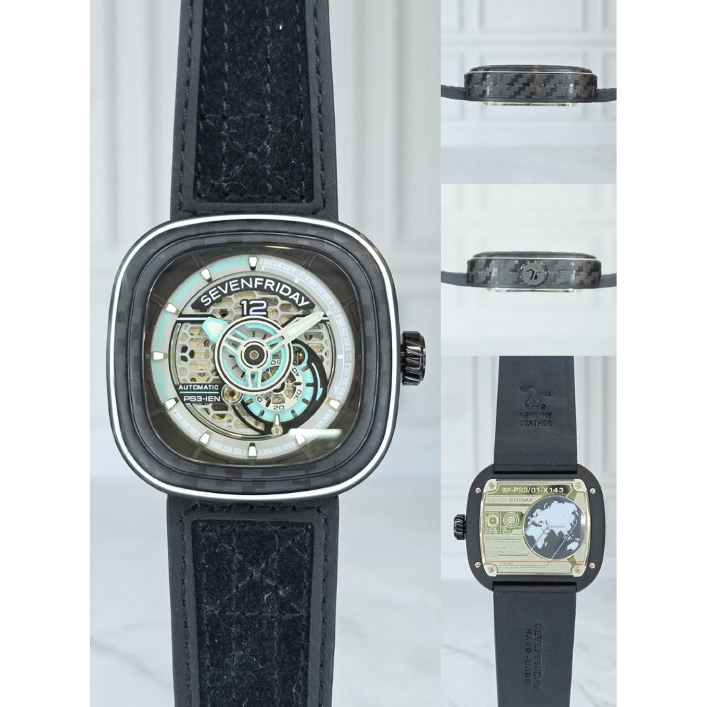 Jual jam seven friday automatic black dial leather strap D47mm | Shopee ...