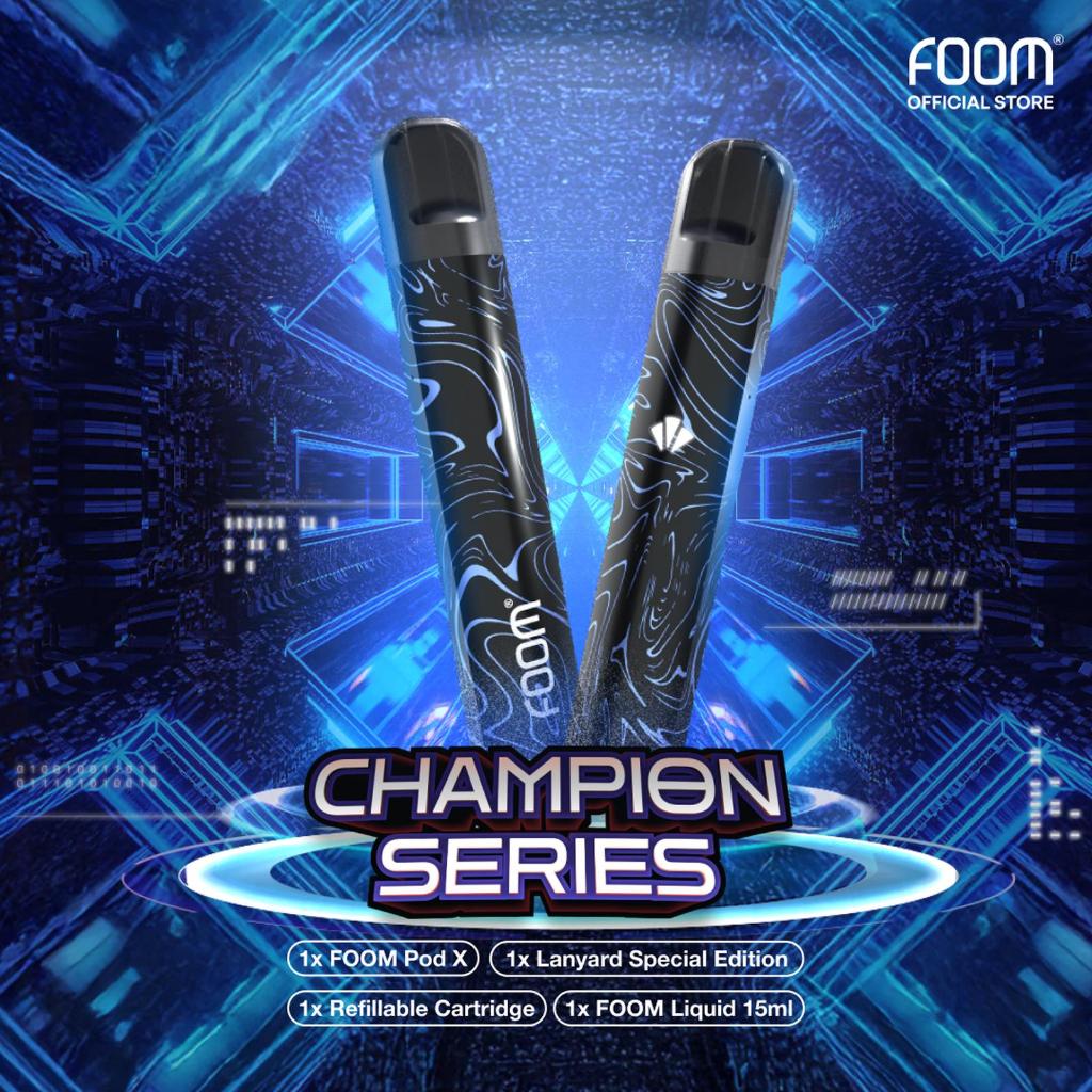 Jual BUNDLING FOOM X CHAMPION SERIES BLUE TEAM POD KIT WITH LIQUID 15ML ...