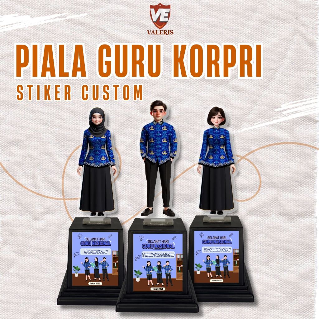 Jual Piala Akrilik Stiker Custom Hari Guru Seragam KORPRI | Nama ...