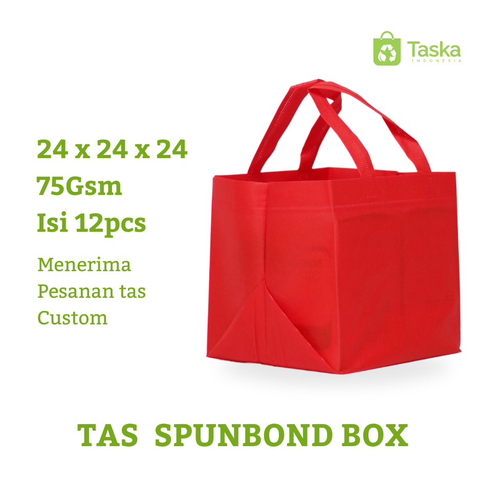 Jual Taska - TAS SPUNBOND BOX 75 GSM UKURAN 24x24x24 WARNA MERAH HARGA ...