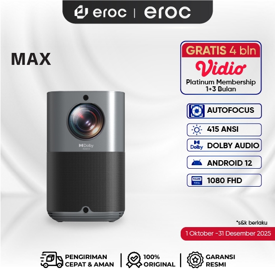 Jual EROC Smart Proyektor LCD 415 ANSI Full HD Android 12 Dolby Audio ...