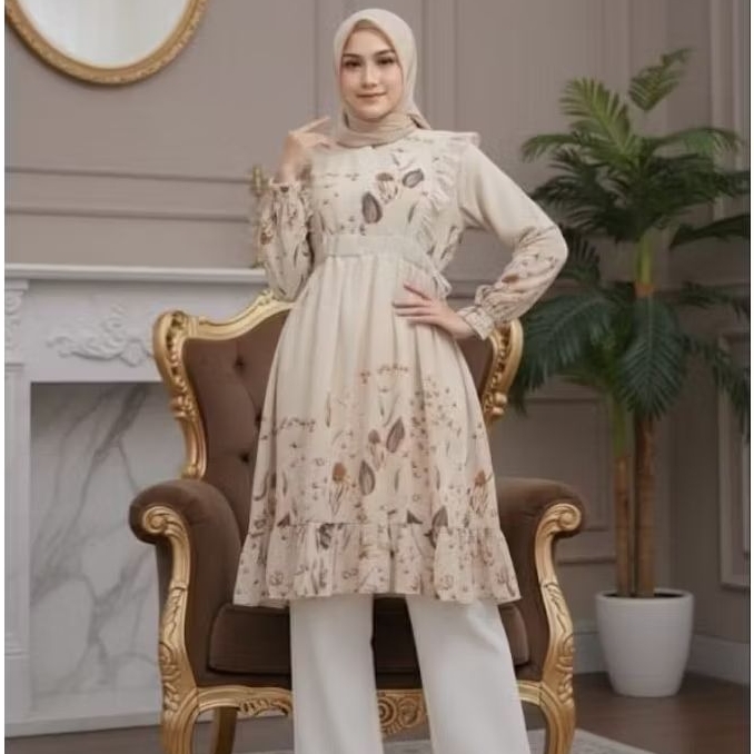Jual Liliarda Tunik Ceruty Babydoll Rempel Serut Samping Motif Tunik ...