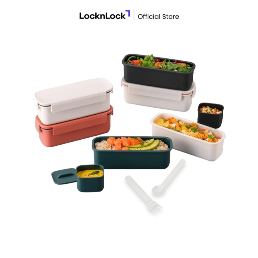 Jual [Kak Lila] LocknLock Kotak Makan Slim Lunch Box Rectangular with Divider 440ml *2P - LCB600 ...