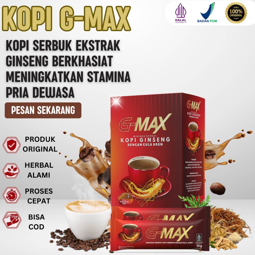 Jual Kopi G-MAX Original Kopi Ginseng Suplemen Penambah Stamina - Kopi ...