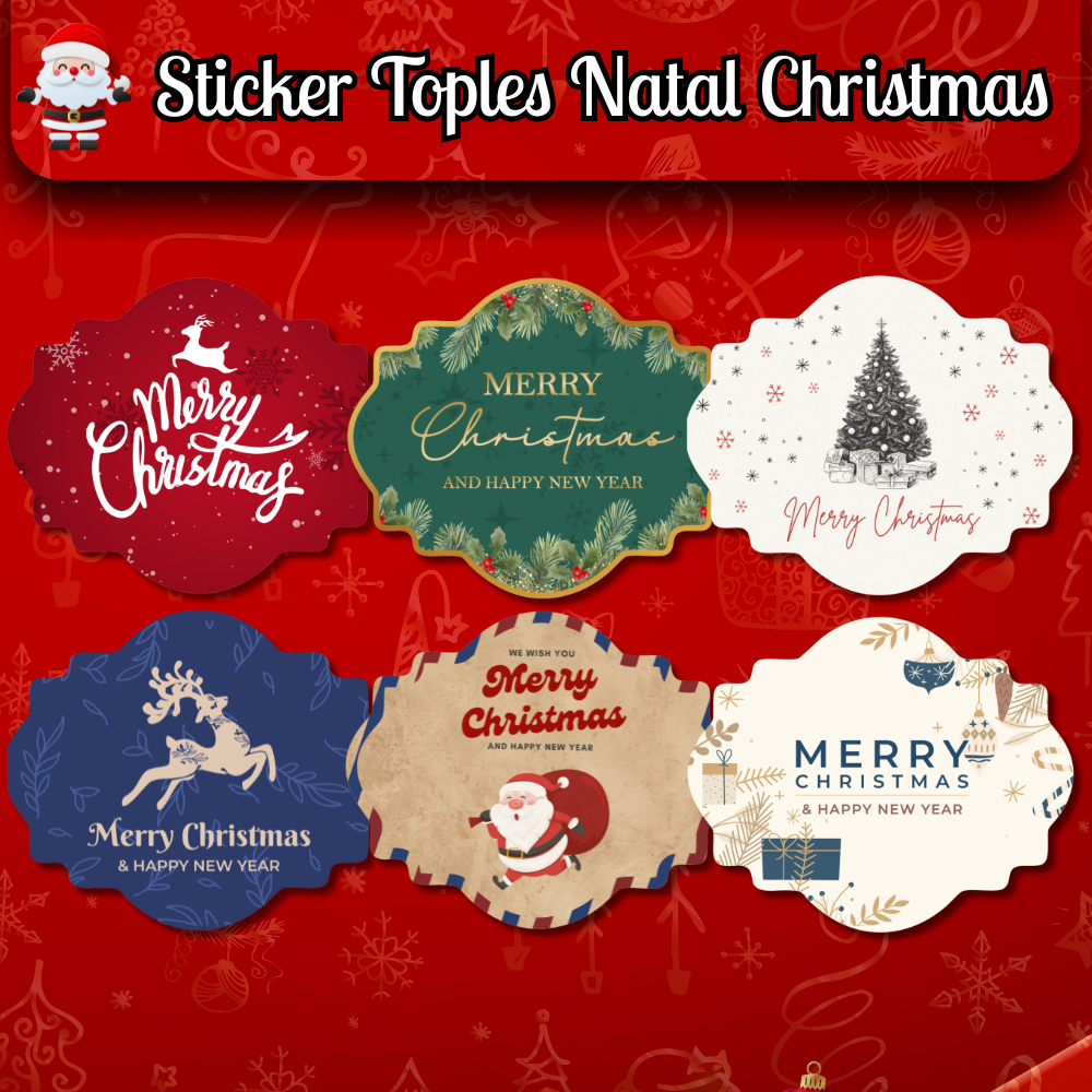 Jual Sticker Toples Natal Happy Merry Christmas Hampers Dekorasi Label ...