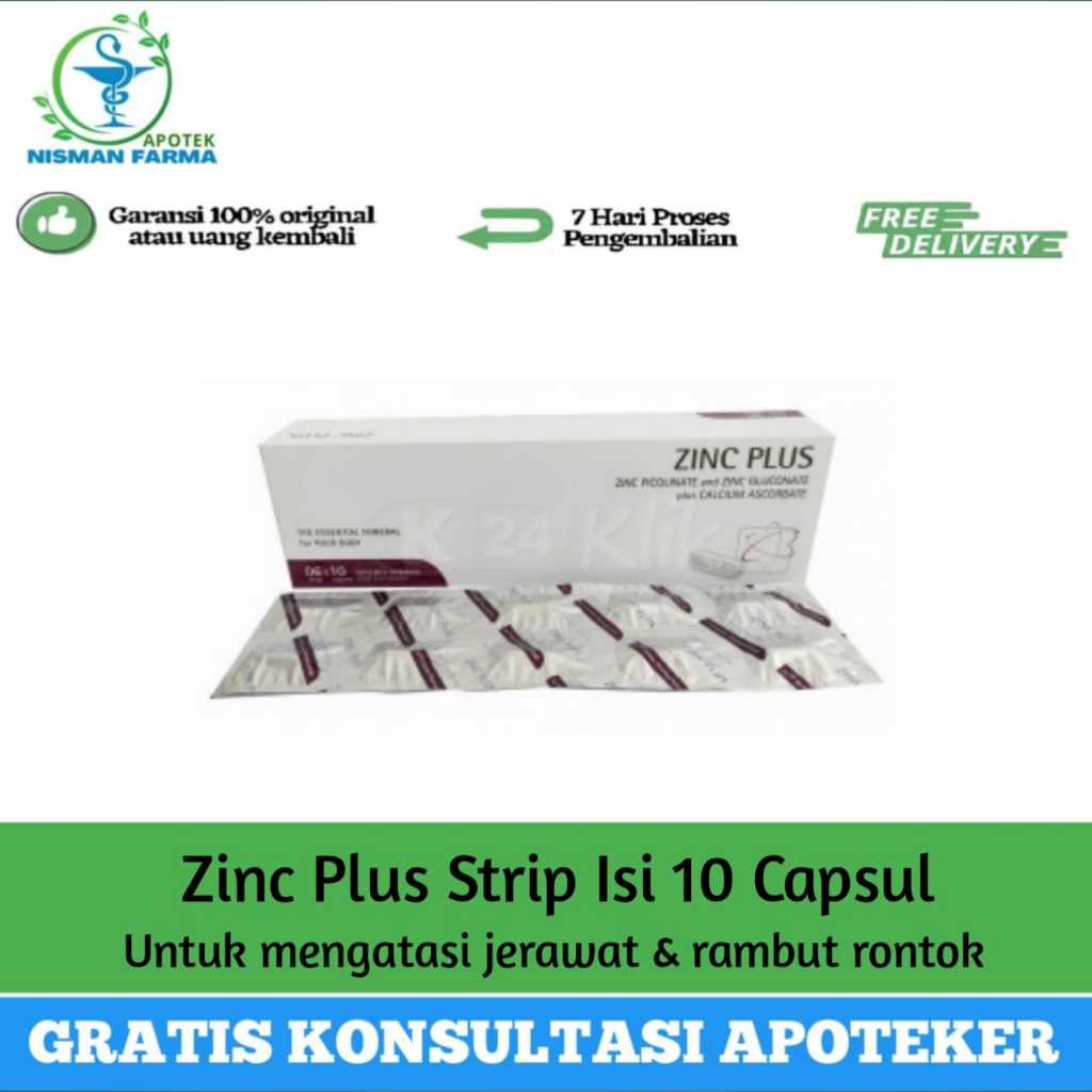 Jual ZINC PLUS 1 STRIP ISI 10 KAPSUL/ SUPLEMENT UNTUK MENGATASI JERAWAT ...