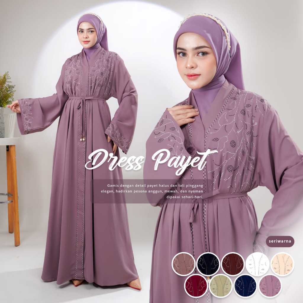 Jual ABAYA WANITA BAHAN MARBELLA ABAYA DWASA ADEM MODEL PAYET HITAM ...