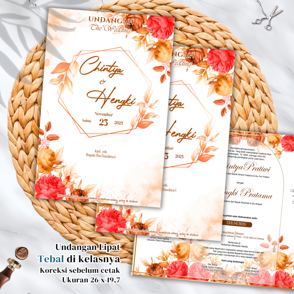 Jual Undangan pernikahan murah elegan Brief card Undangan tanpa foto ...
