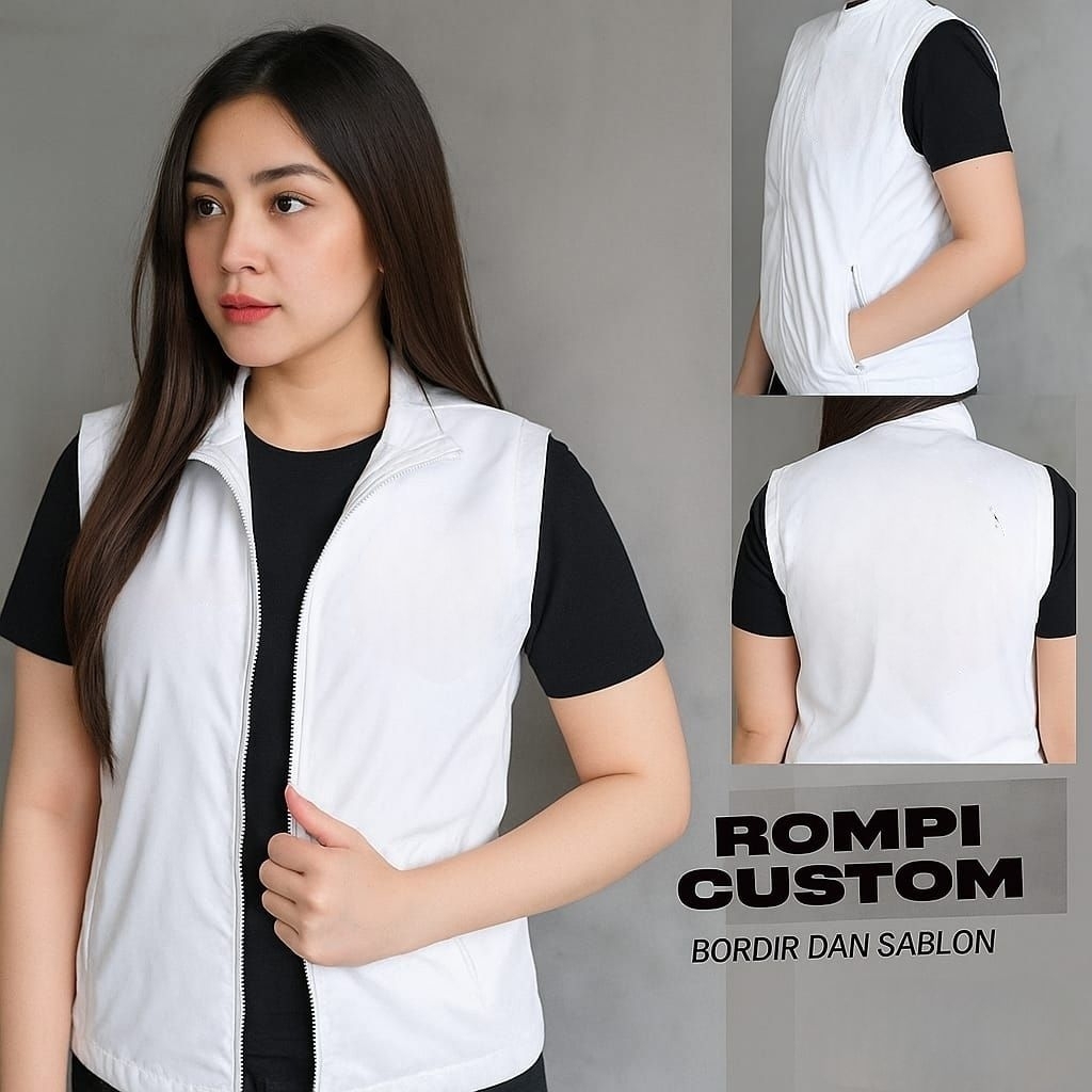 Jual Rompi Putih Polos Rompi Custom Logo dan Tulisan | Shopee Indonesia