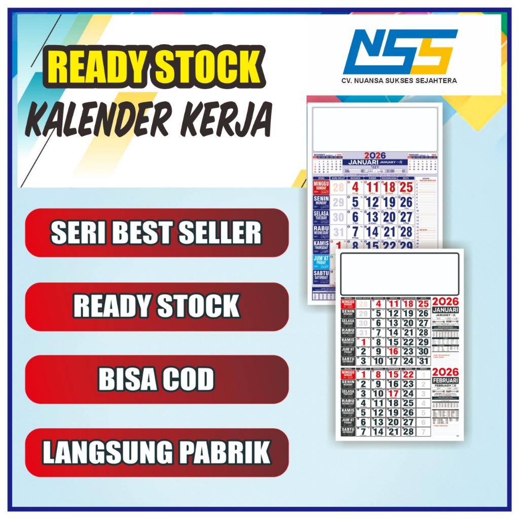 Jual Kalender Dinding 2026 / kalender kerja 2026 Murah HVS 12 Lembar (1 ...