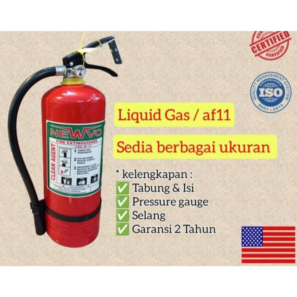 Jual Newvo 3kg AF11 Clean Agen Fire Extinguisher Liquid Gas Label Sni ...