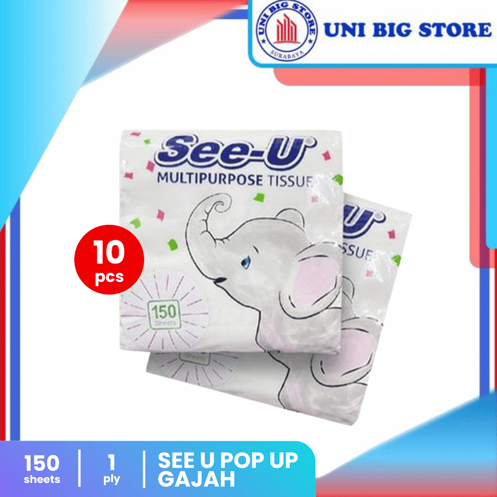 Jual SEE-U See U Tissue Pop Up Gajah Table 150 Sheets 1 ply 10 Pcs SeeU ...