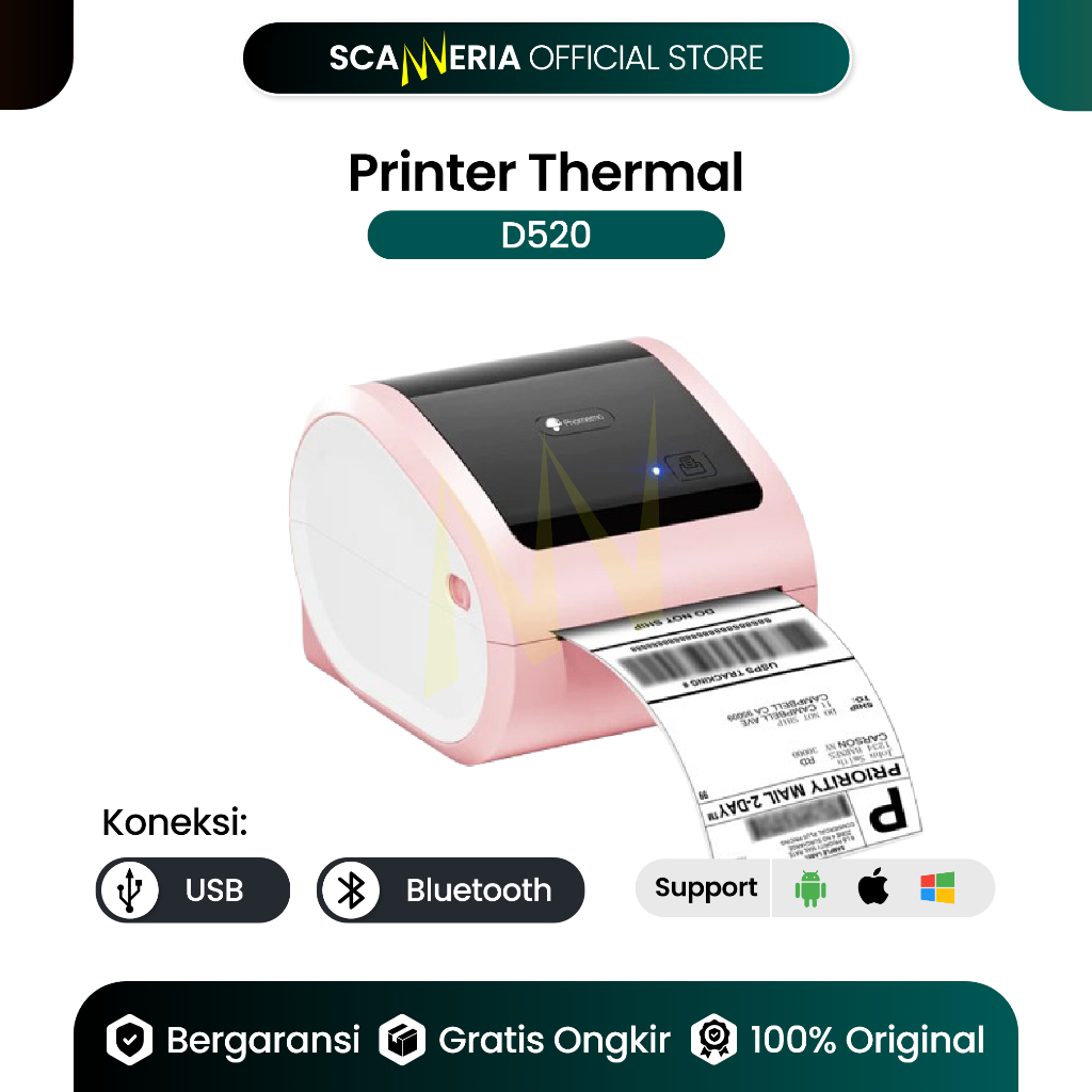 Jual Printer Barcode Thermal D520 Support USB Bluetooth 110mm A6 Cetak ...