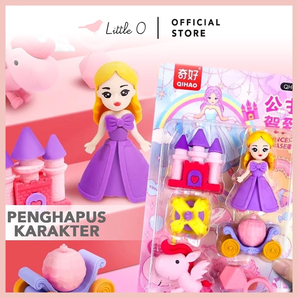 Jual LITTLE O Penghapus Pensil Set Fancy Princess Penghapus Pensil 3D ...