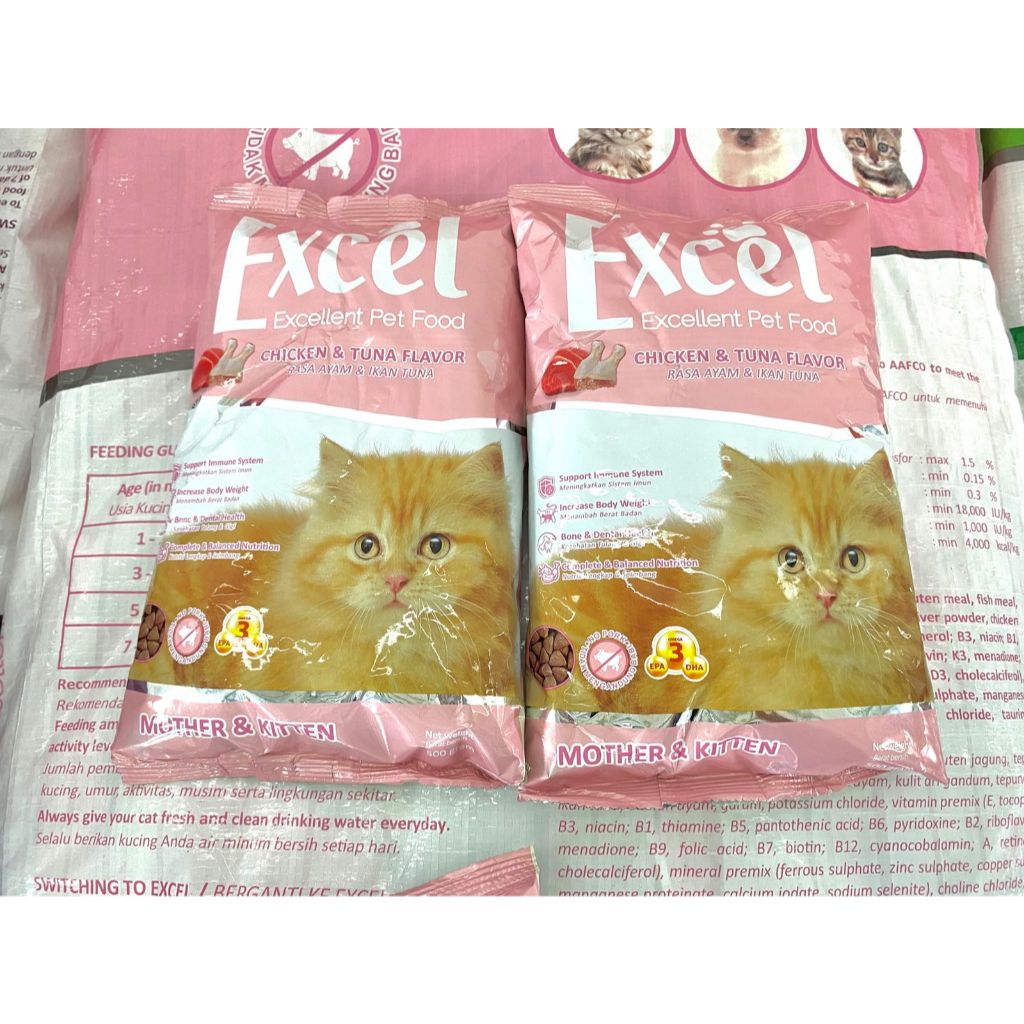Jual Excel Dry Cat Food Mother & Kitten 500gr Rasa Chicken Tuna ...