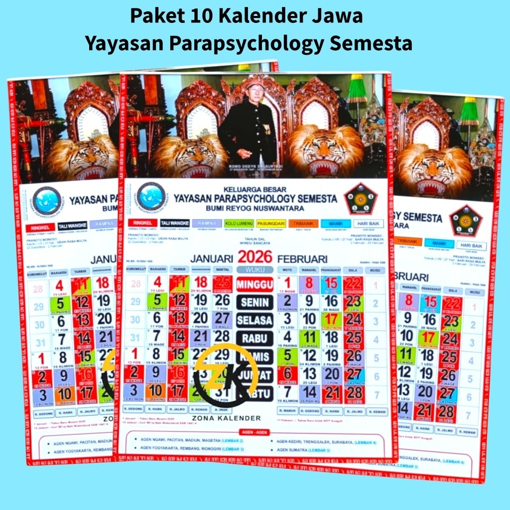 Jual Paket 10 Pcs Kalender Jawa Tahun 2026 Yayasan Parapsikologi ...