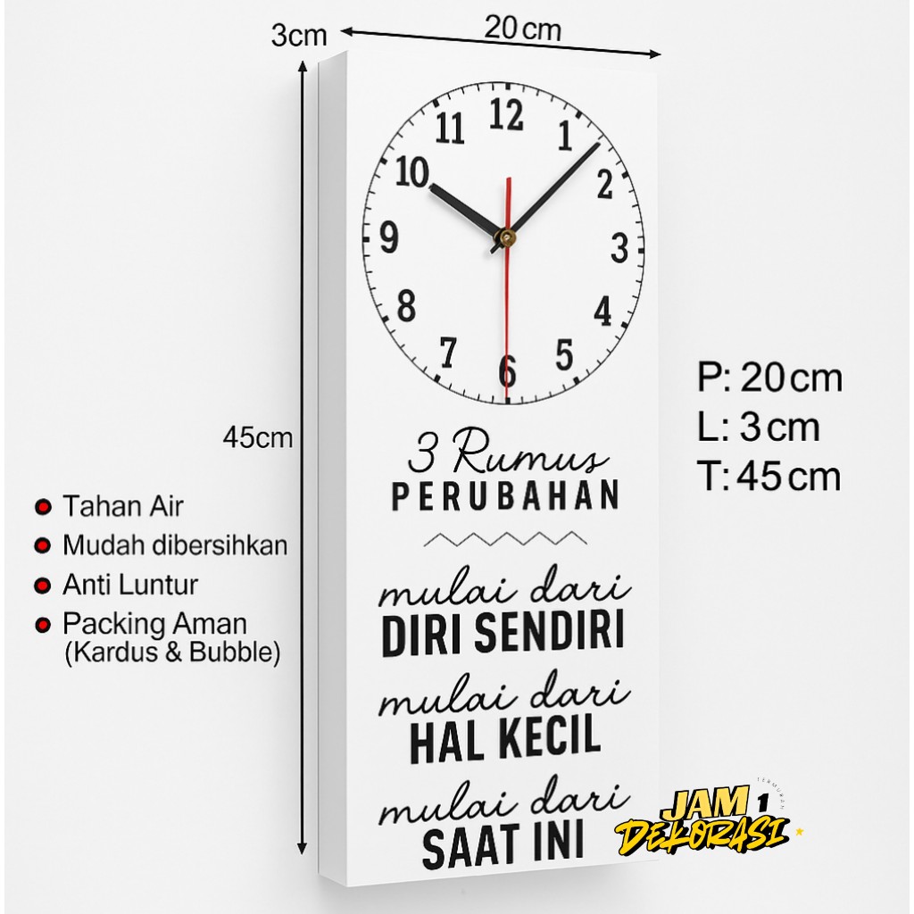 Jual Jam Dinding Kata Mutiara Motivasi Anti Luntur Persegi Panjang Kayu ...