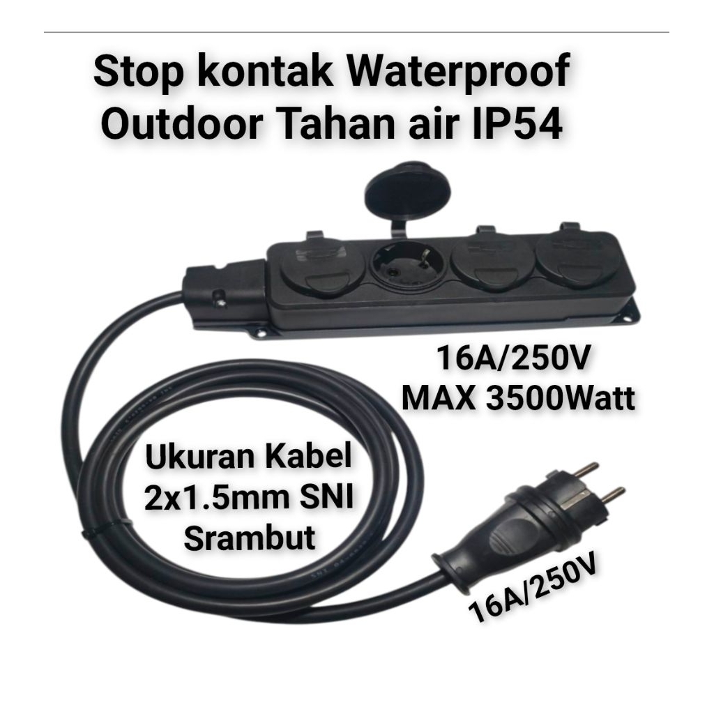 Jual Stop Kontak Outdoor Waterproof 1 2 3 4 Lubang kabel 1 3 5 8 10 20 ...