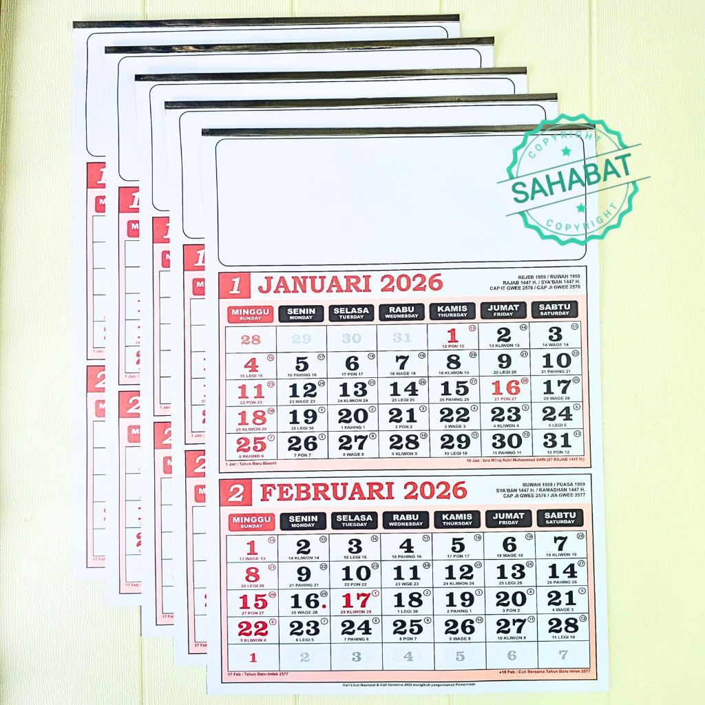 Jual KALENDER KERJA DWIBULAN TAHUN 2026 KALENDER 2 BULANAN/ KALENDER ...