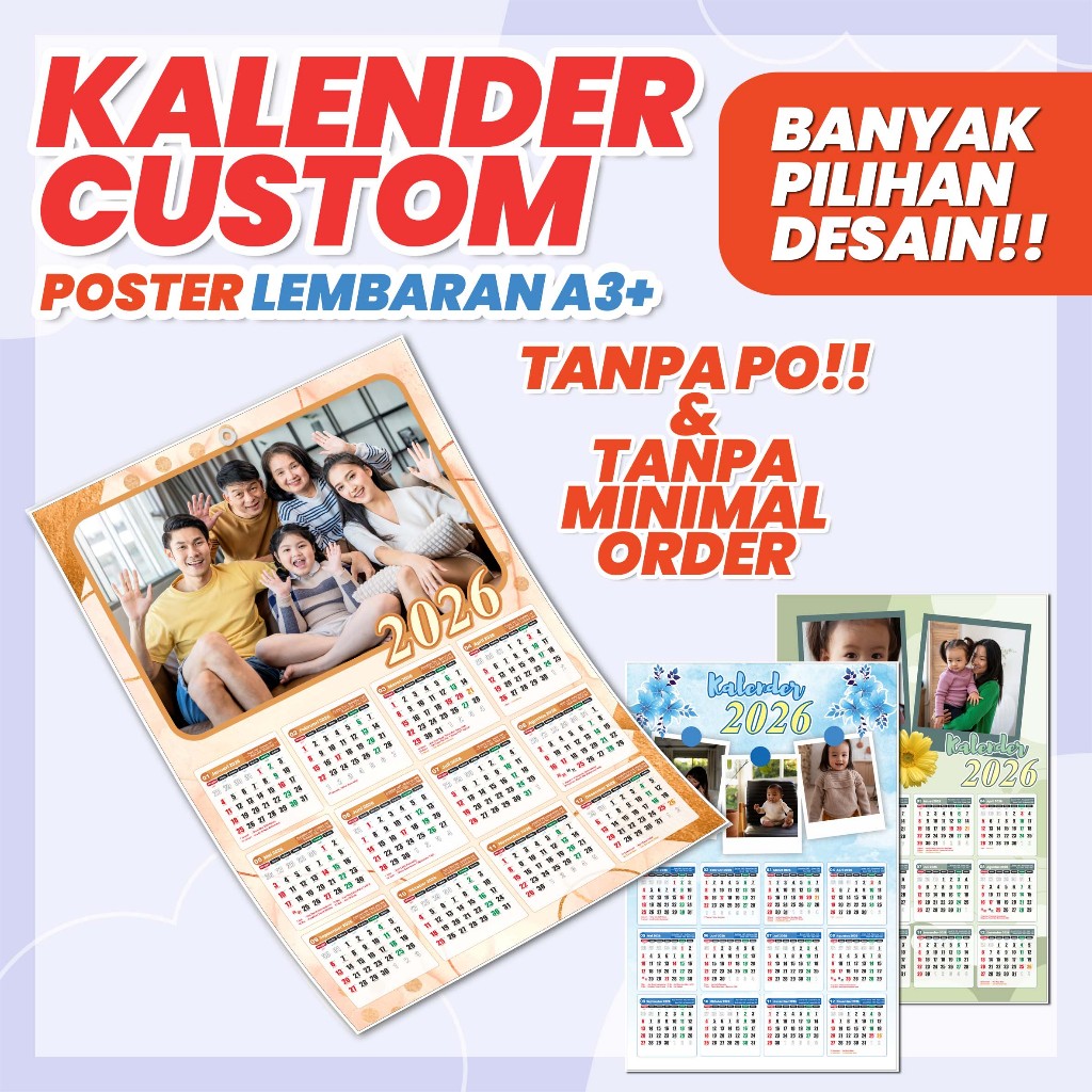 Jual KALENDER CUSTOM LEMBARAN A3+ TAHUN 2026 - KALENDER CUSTOM FOTO ...
