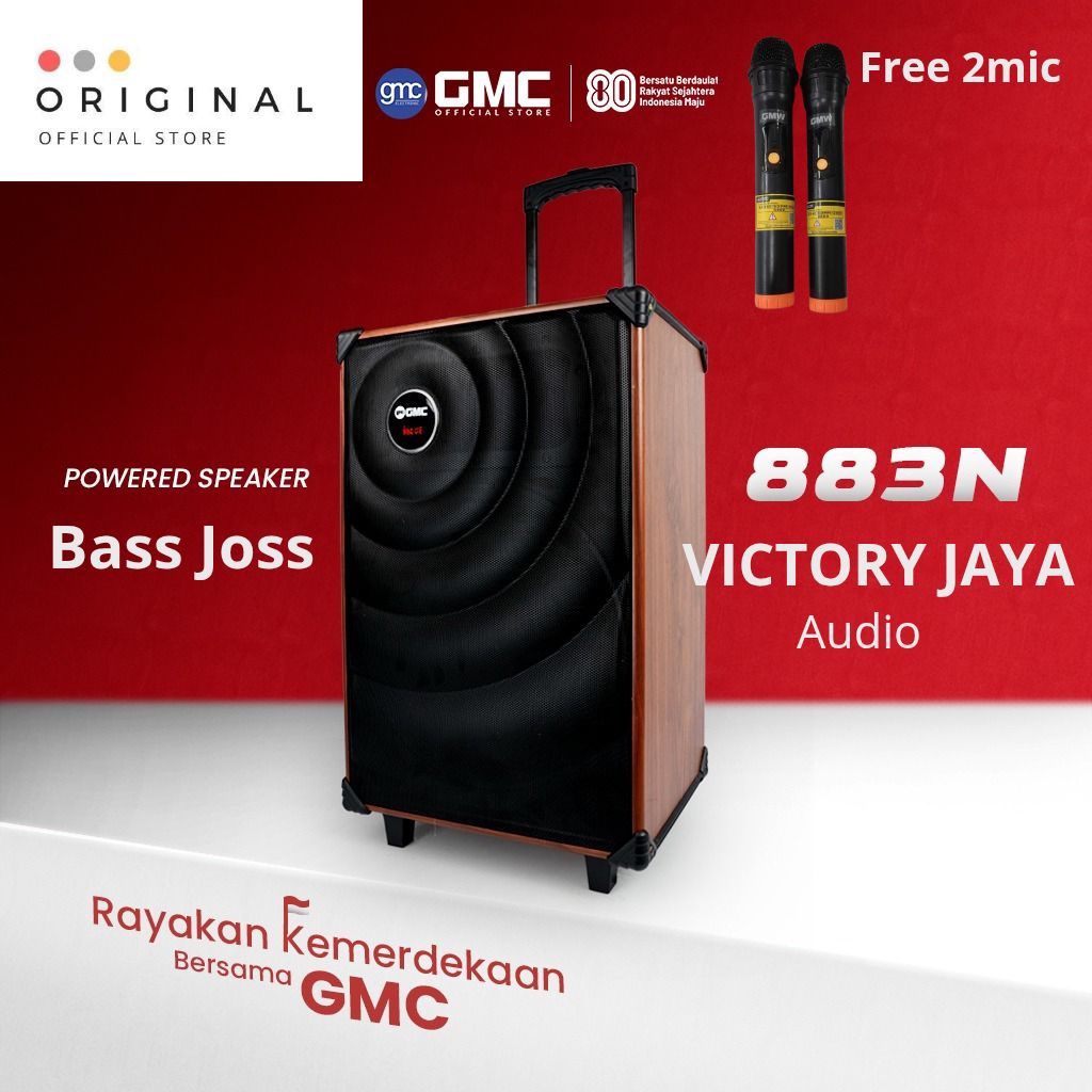 Jual speaker karaoke promo 2mic GMC 883N 15in bluethoot Bass Joss ...