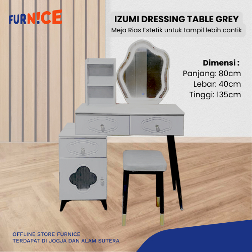 Jual Furnice Izumi Dressing Table Grey Meja Rias Aesthetic untuk ...