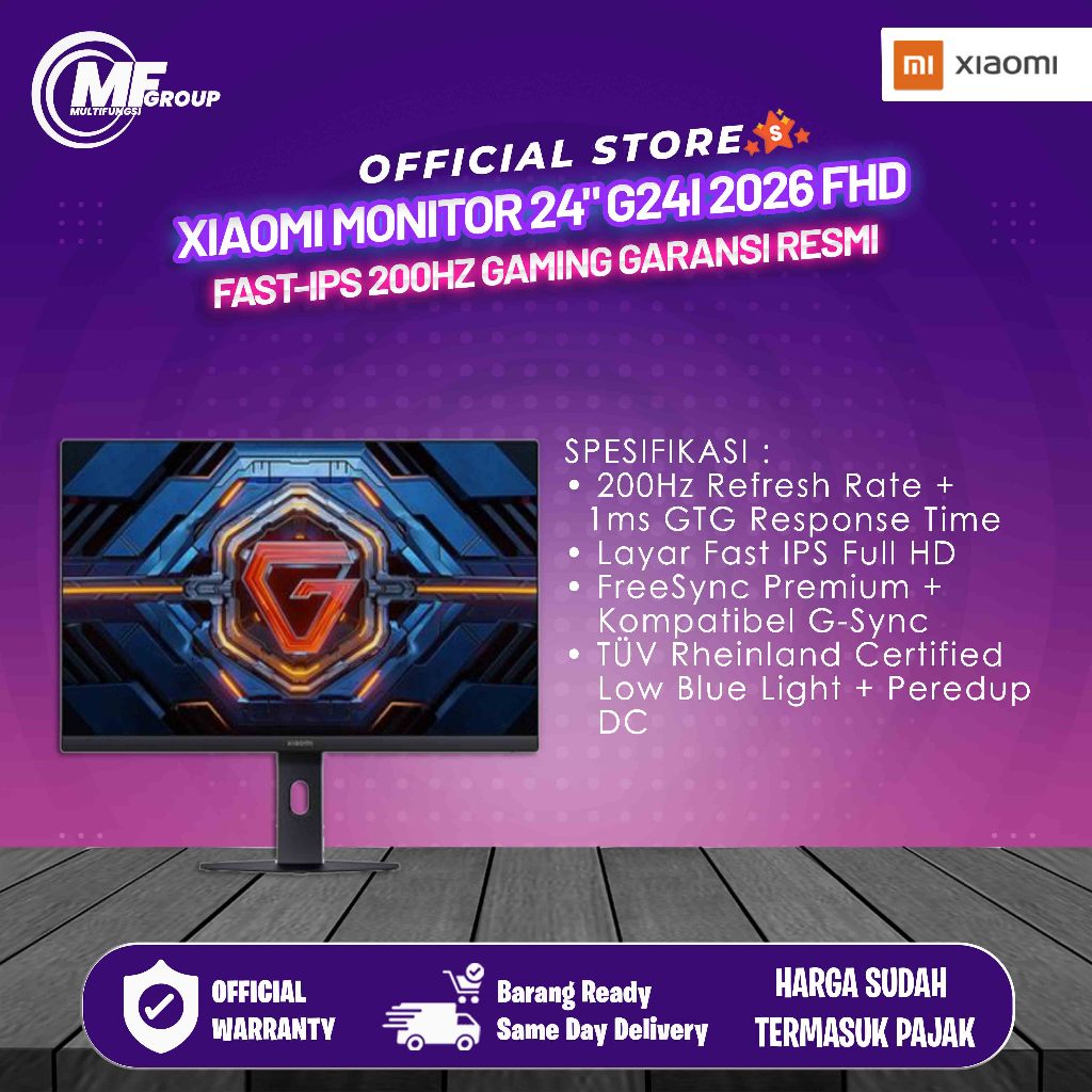 Jual Xiaomi Monitor 24" G24I 2026 FHD Fast-IPS 200Hz Gaming Garansi ...