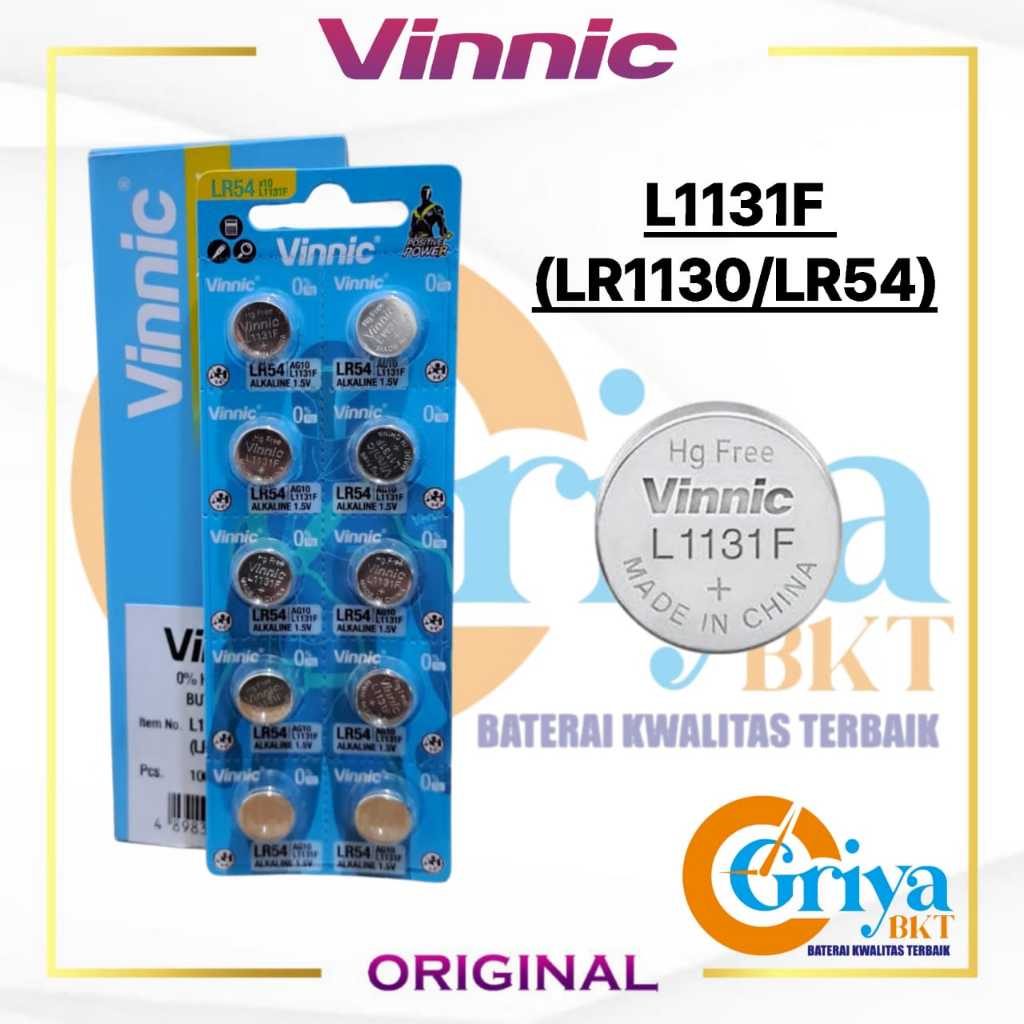 Jual Vinnic L1131F Alkaline Battery Original 1.5V Batrai AG10 LR1130 ...