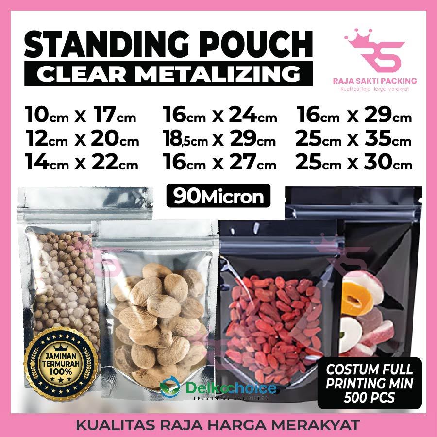 Jual Standing Pouch Alumunium Foil Silver Dan Hitam Kombinasi Clear ...