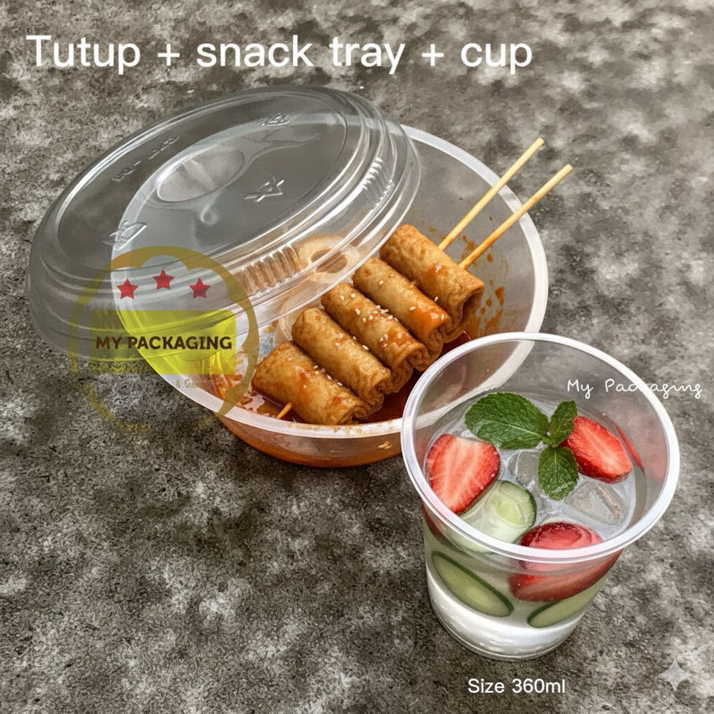 Jual 25 Buah Snack Tray + tutupnya + Gelas PP Injection (25set) Lawson ...