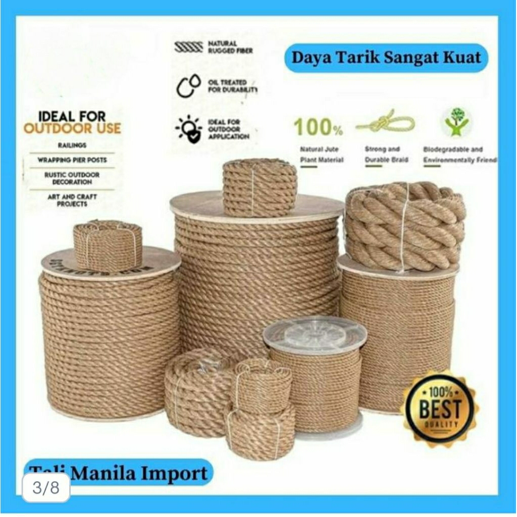 Jual Tali Tambang Manila Besar 38MM 40 Mm Tampar Manila Goni Kapal ...